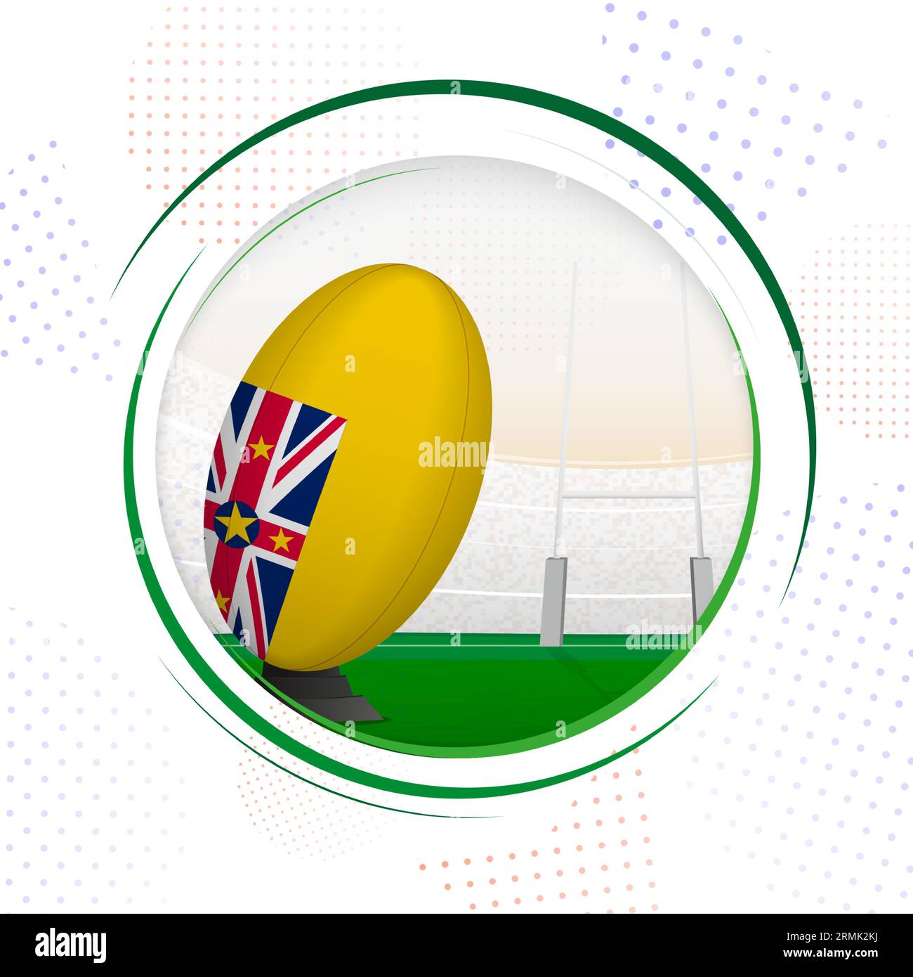 Flag of Niue on rugby ball. Round rugby icon with flag of Niue. Vector ...