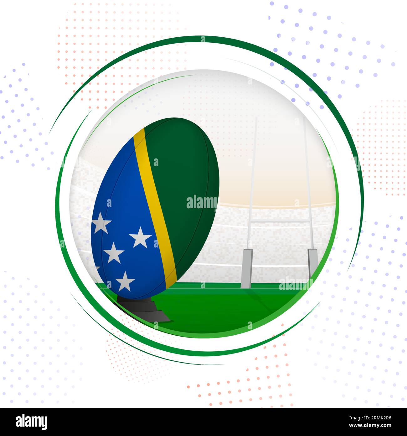 Flag of Solomon Islands on rugby ball. Round rugby icon with flag of ...