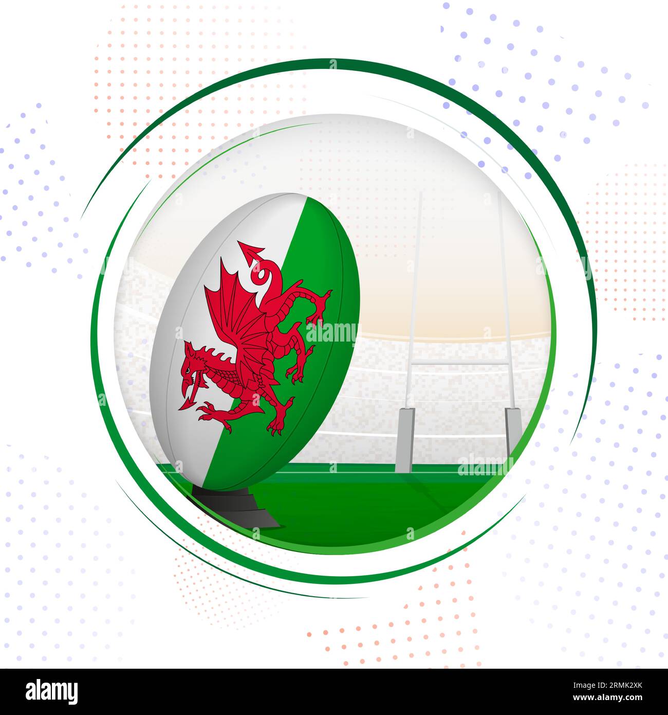 Flag of Wales on rugby ball. Round rugby icon with flag of Wales ...