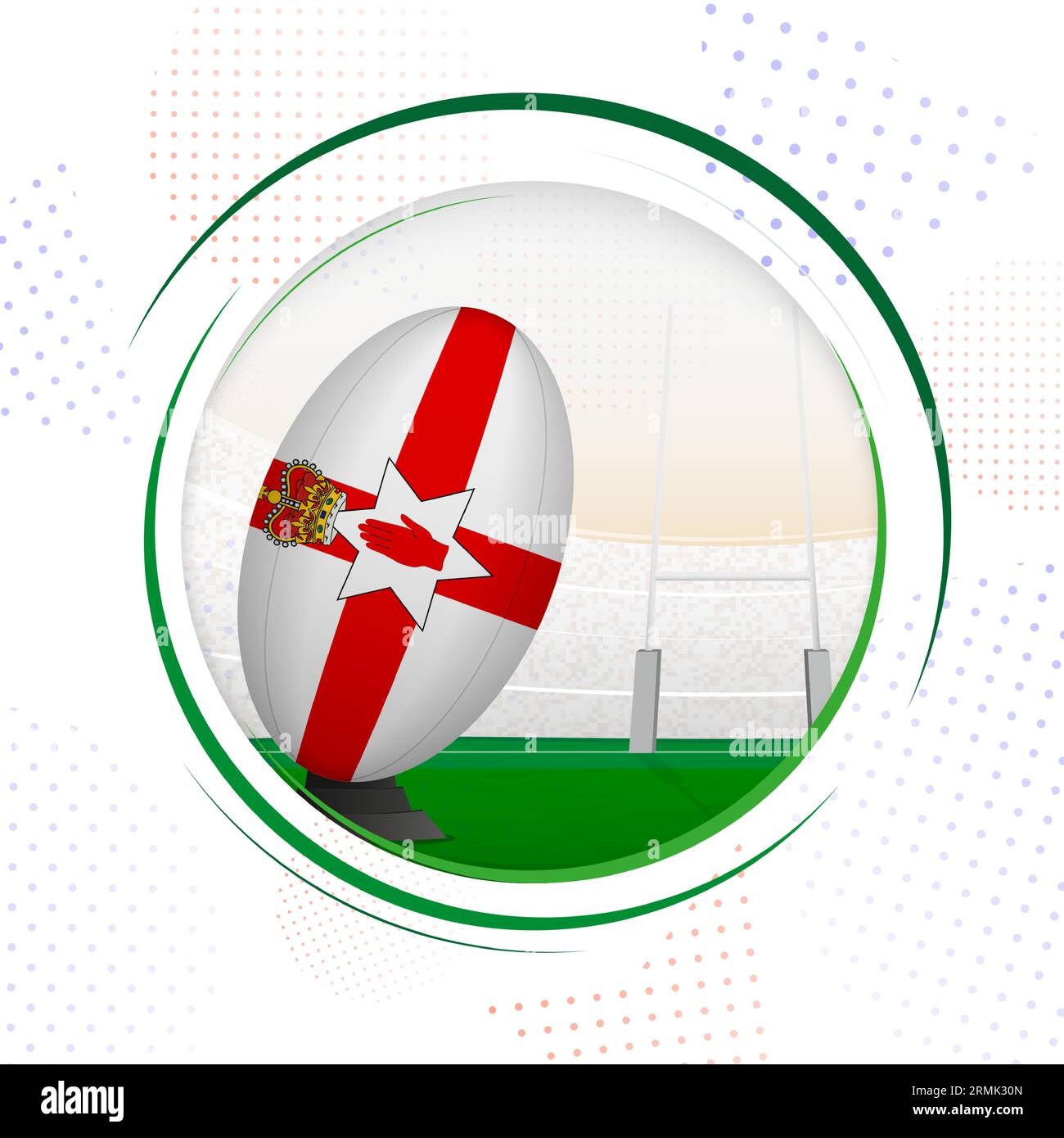 Flag of Northern Ireland on rugby ball. Round rugby icon with flag of ...