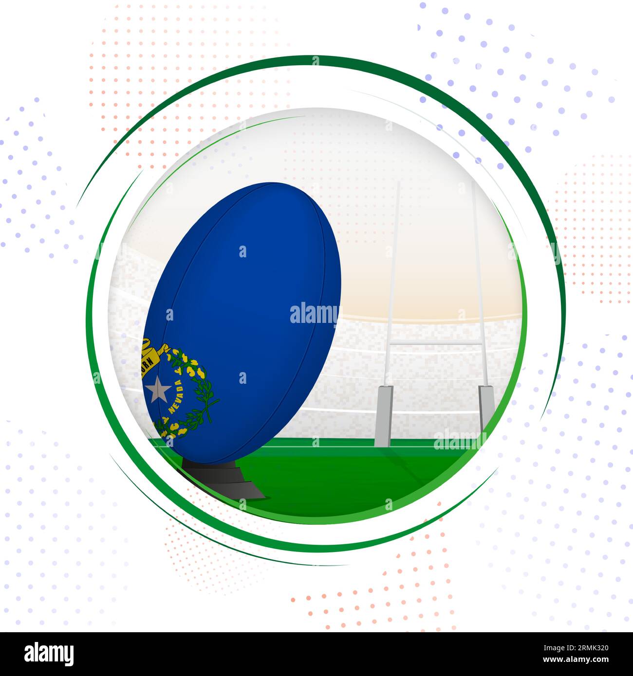 Flag of Nevada on rugby ball. Round rugby icon with flag of Nevada ...