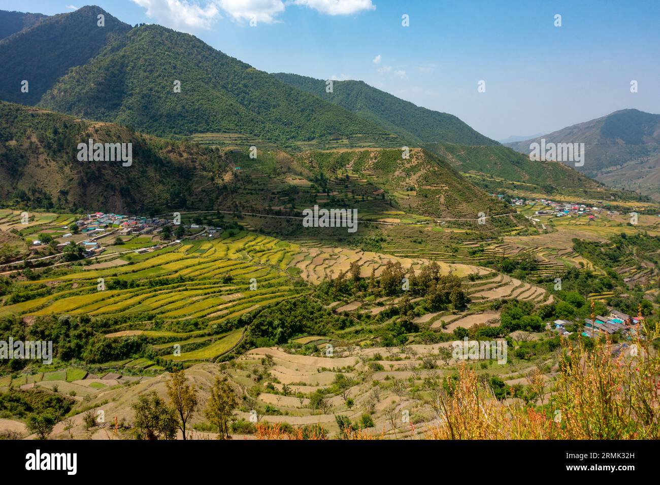 Remote villages dotting Uttarakhand's mountainous landscape, Garhwal ...