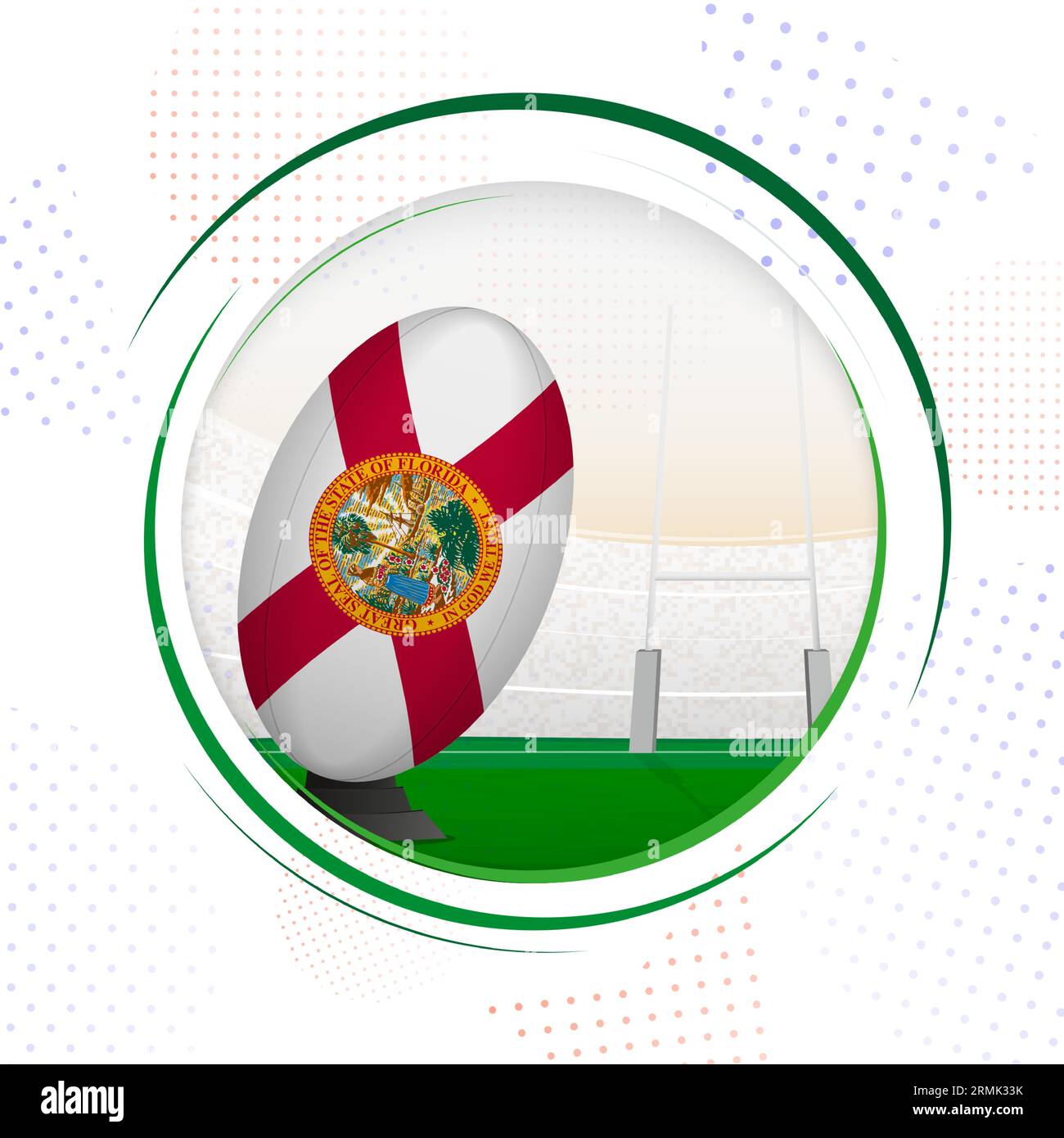 Flag of Florida on rugby ball. Round rugby icon with flag of Florida. Vector illustration Stock ...