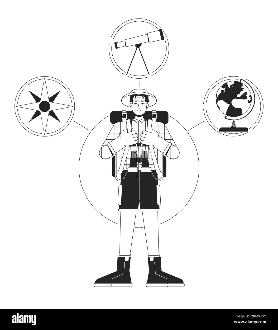 Explorer person archetype bw concept vector spot illustration Stock ...
