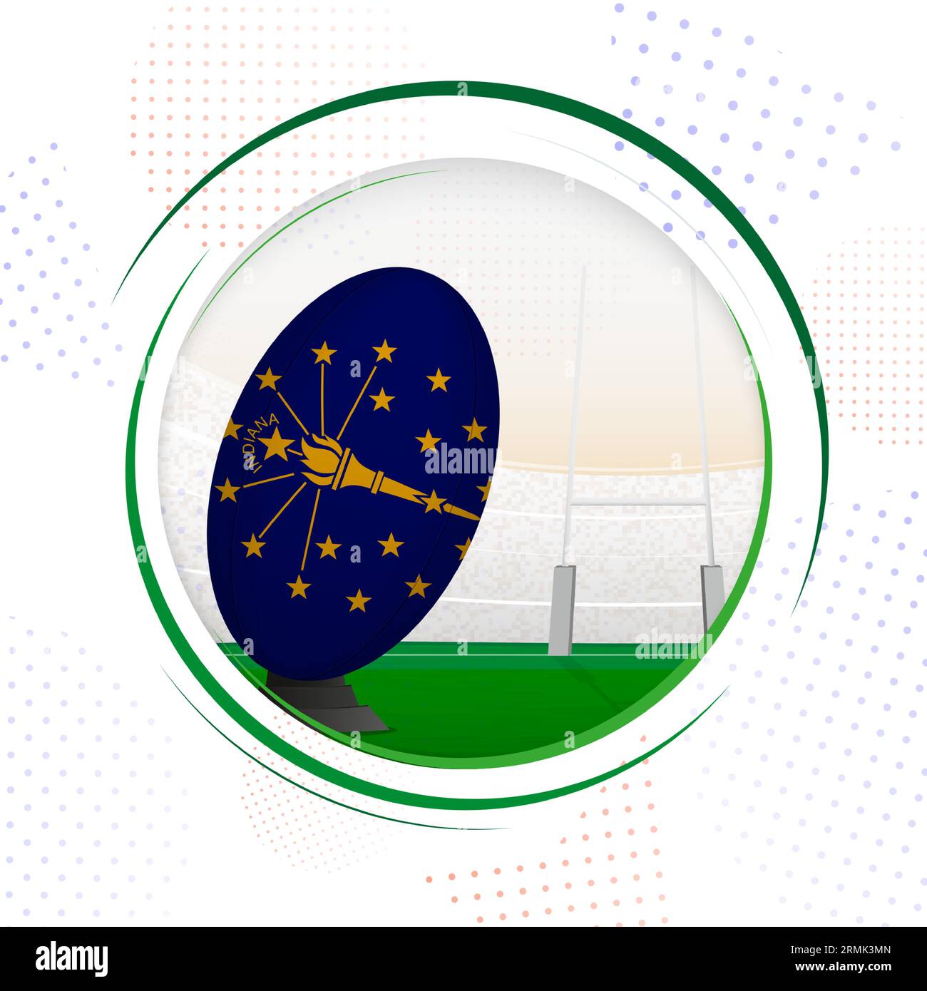 Flag of Indiana on rugby ball. Round rugby icon with flag of Indiana ...