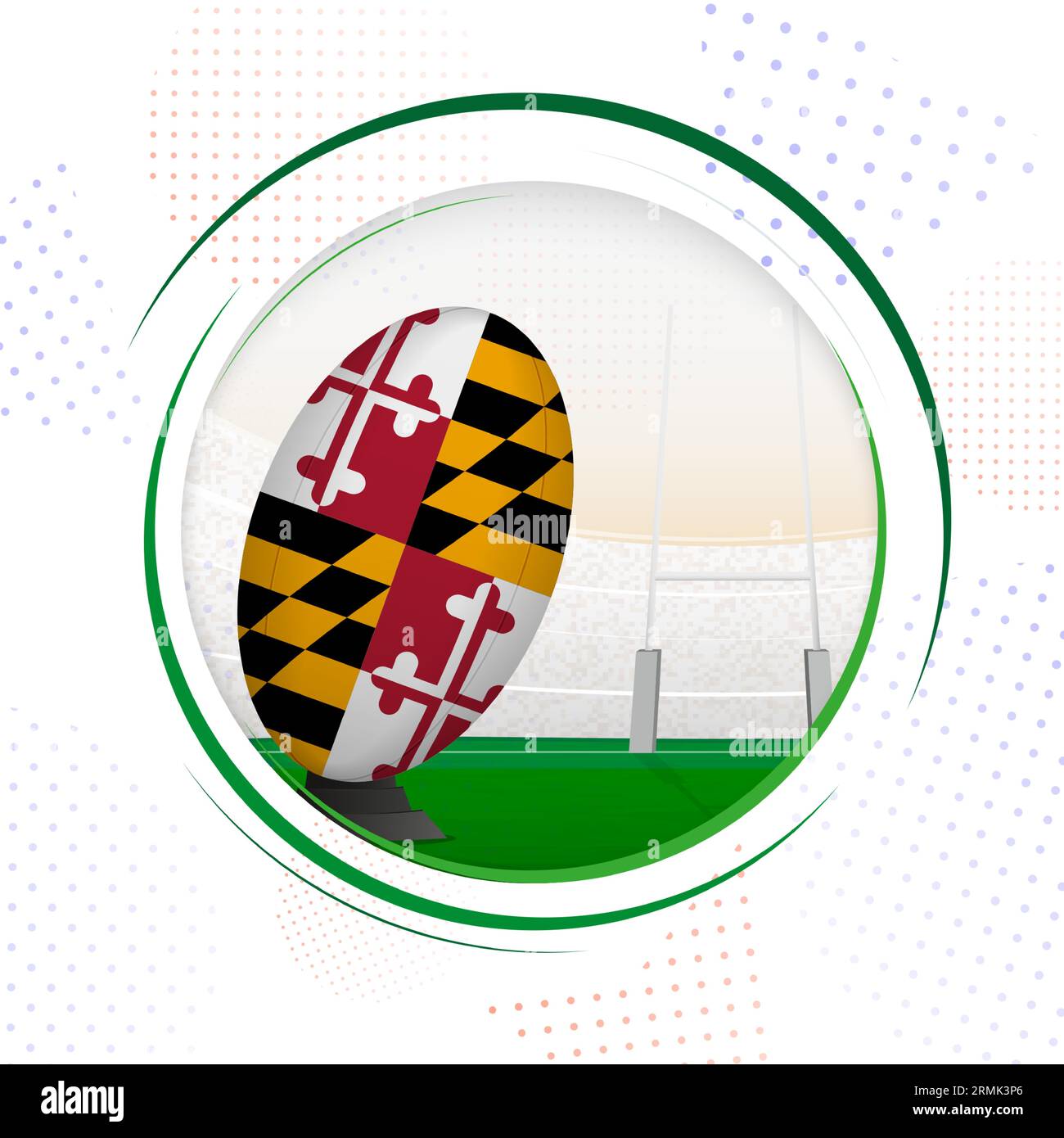 Flag of Maryland on rugby ball. Round rugby icon with flag of Maryland ...