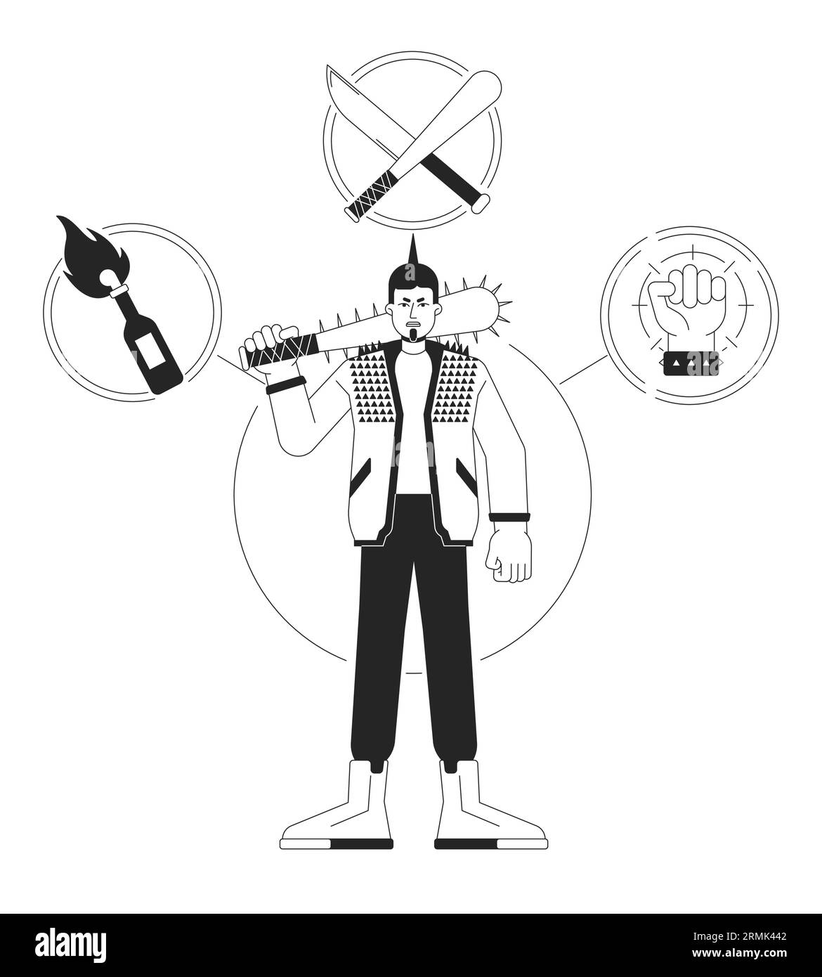 Rebel person archetype bw concept vector spot illustration Stock Vector ...