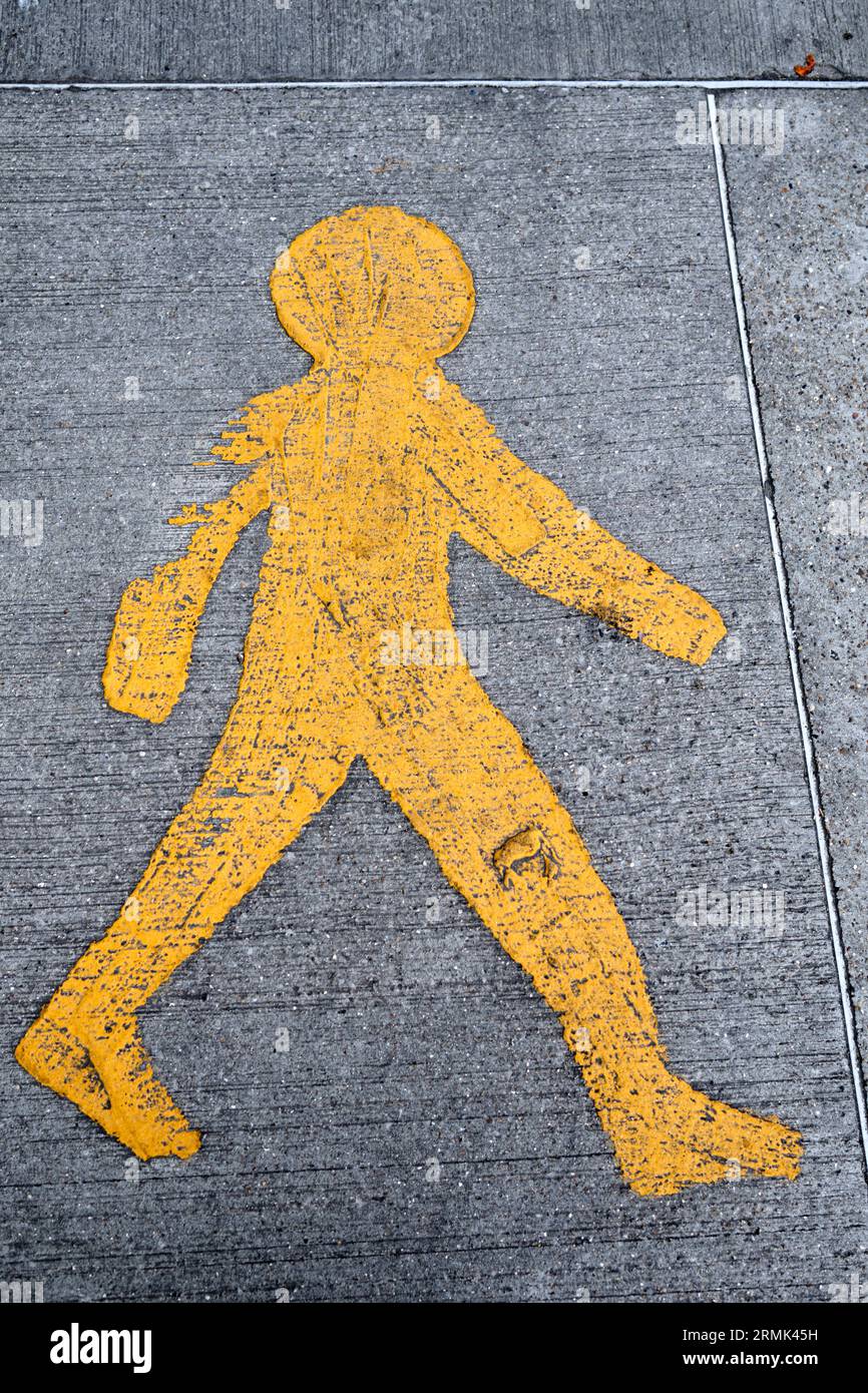 Painted Walking Pedestrian Figure on street in London England UK Stock ...
