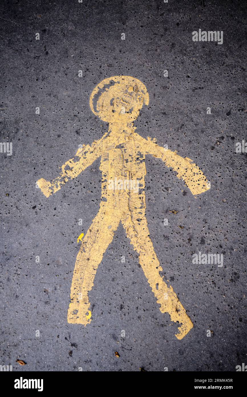 Painted Walking Pedestrian Figure on street in London England UK Stock ...