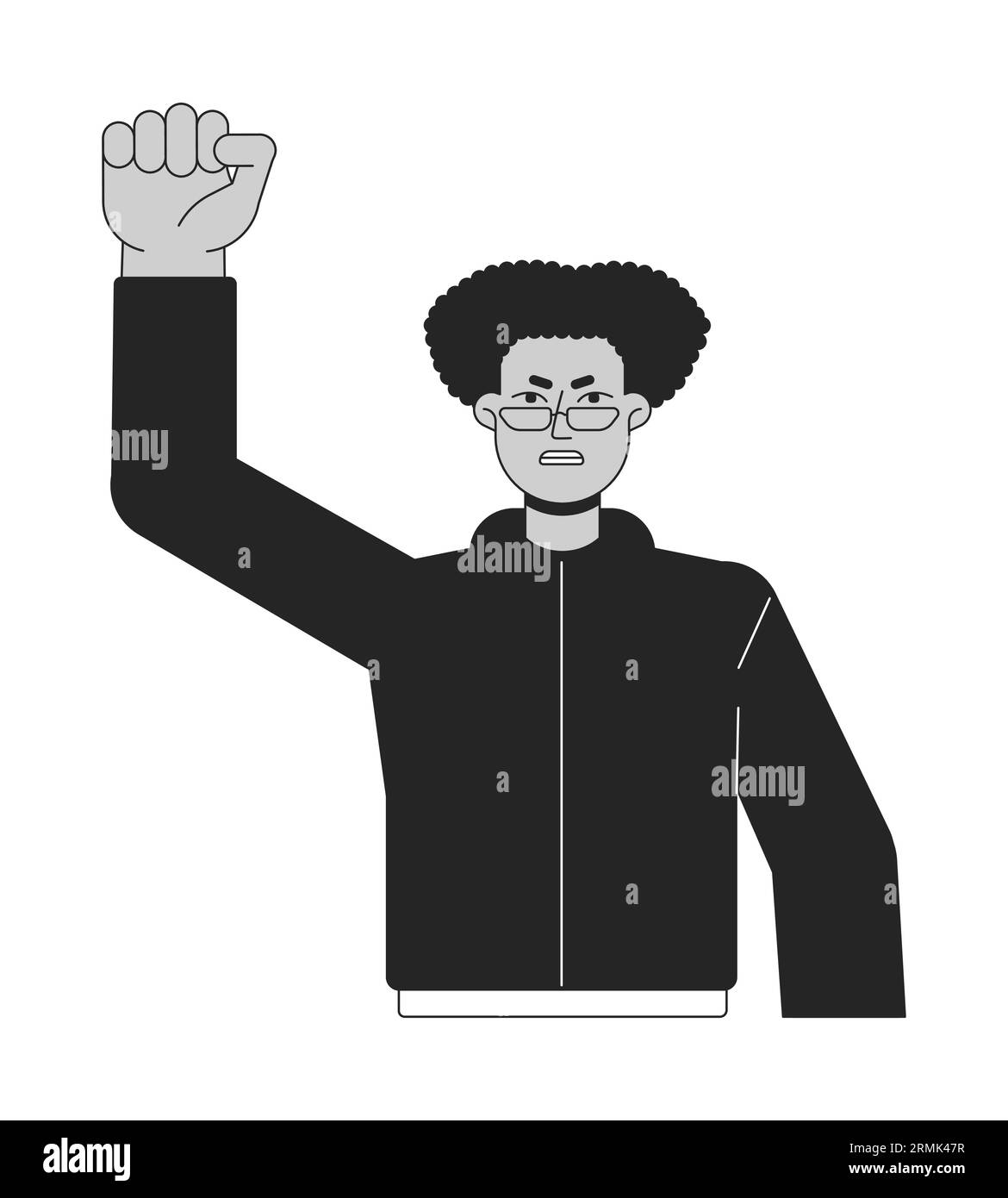 Angry man flat line black white vector character Stock Vector Image ...