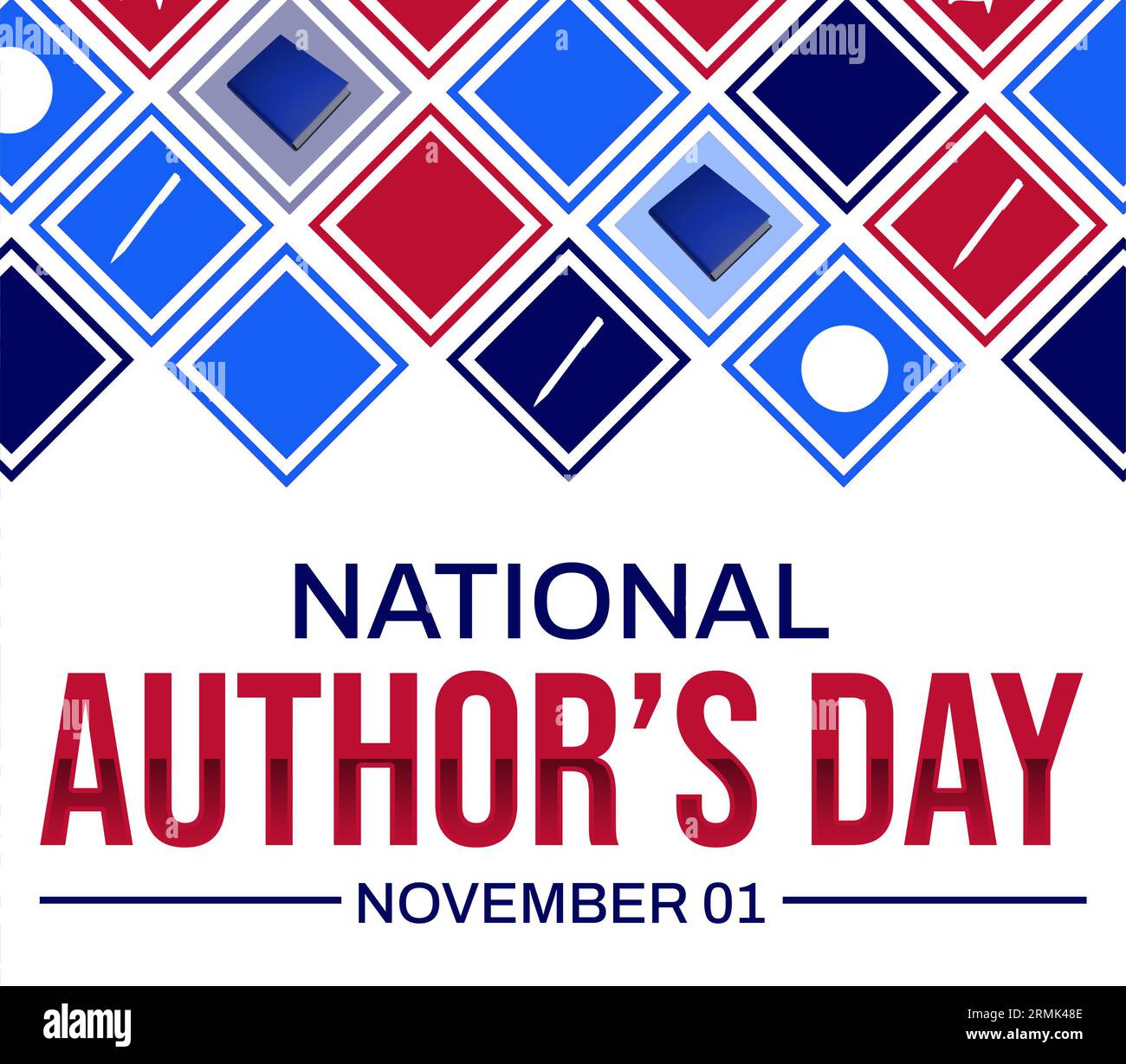 November 1st is National Author's day, backdrop design with colorful ...