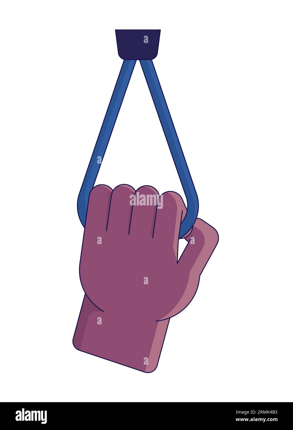 Holding handrail in public transport flat line concept vector spot ...