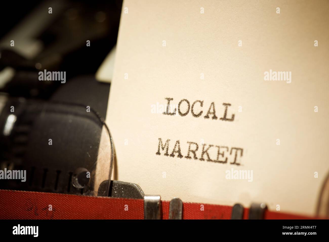 Local market text written with a typewriter Stock Photo - Alamy