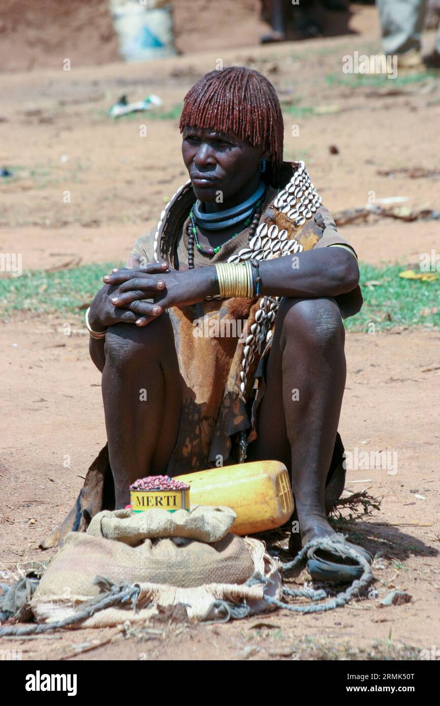 Ethiopia. Omo Valley, Bana Tribe women in shells and leather at the ...