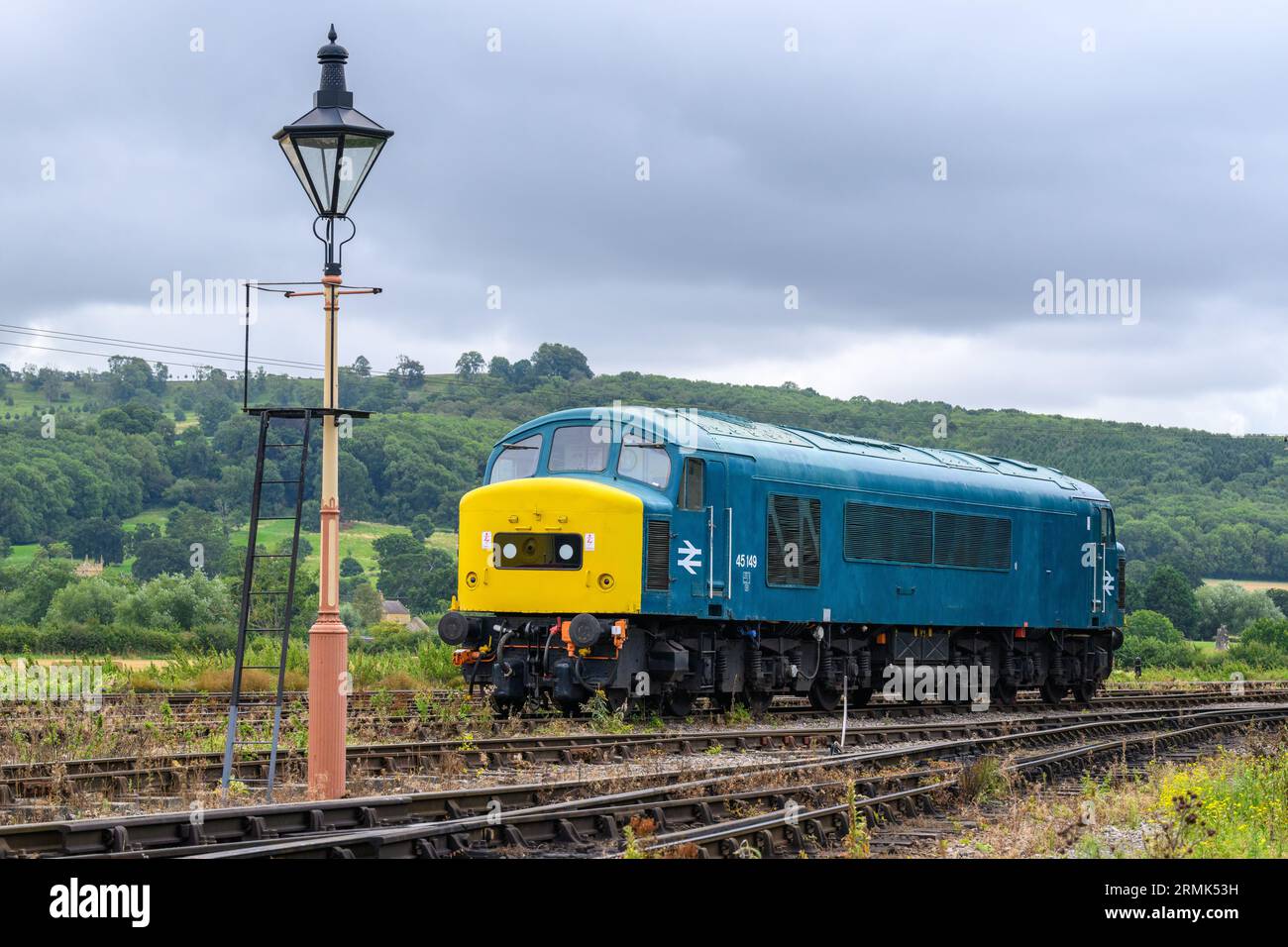 Blue British Diesel locomotive engine Stock Photo - Alamy