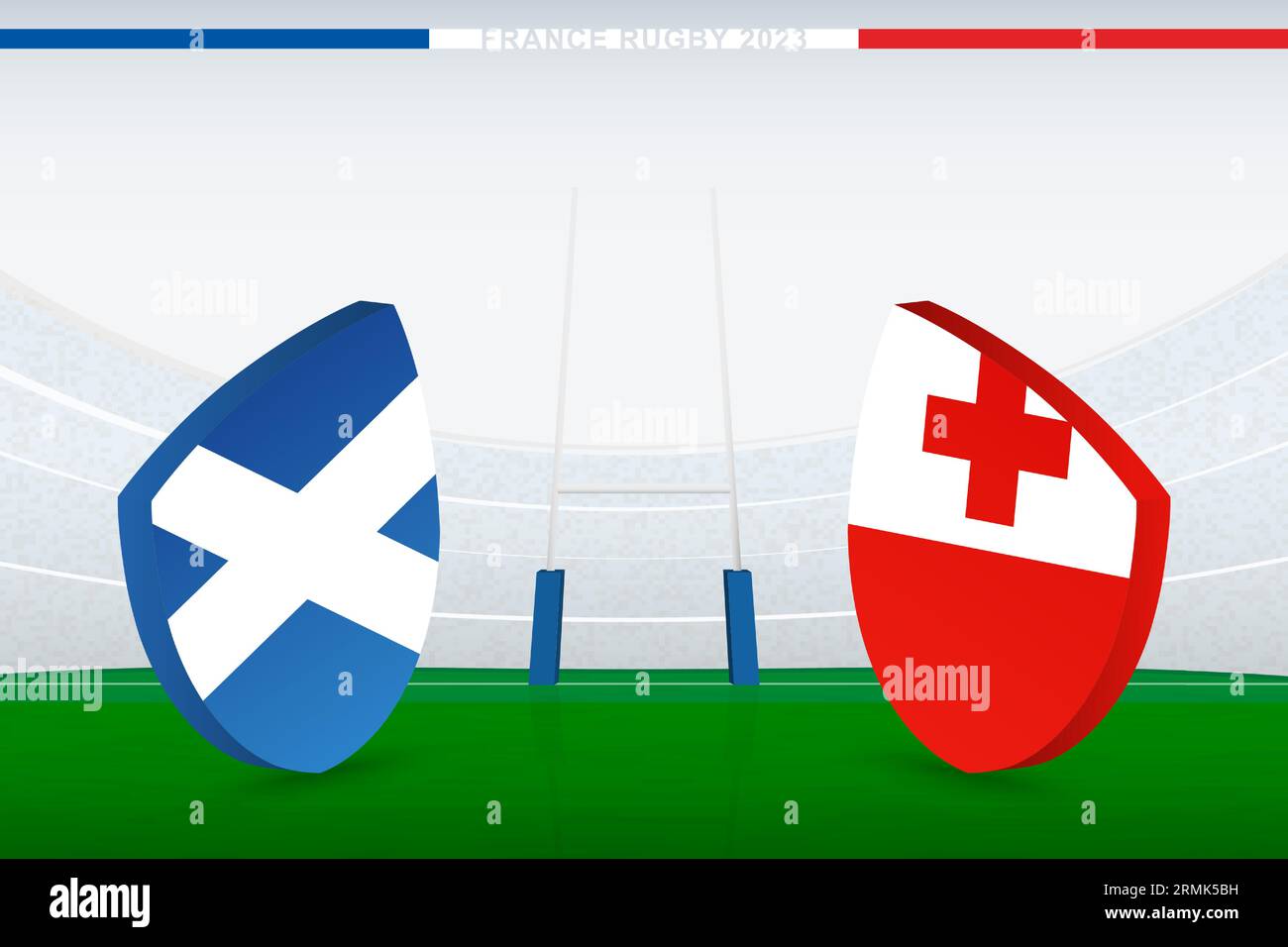 Match between Scotland and Tonga, illustration of rugby flag icon on ...