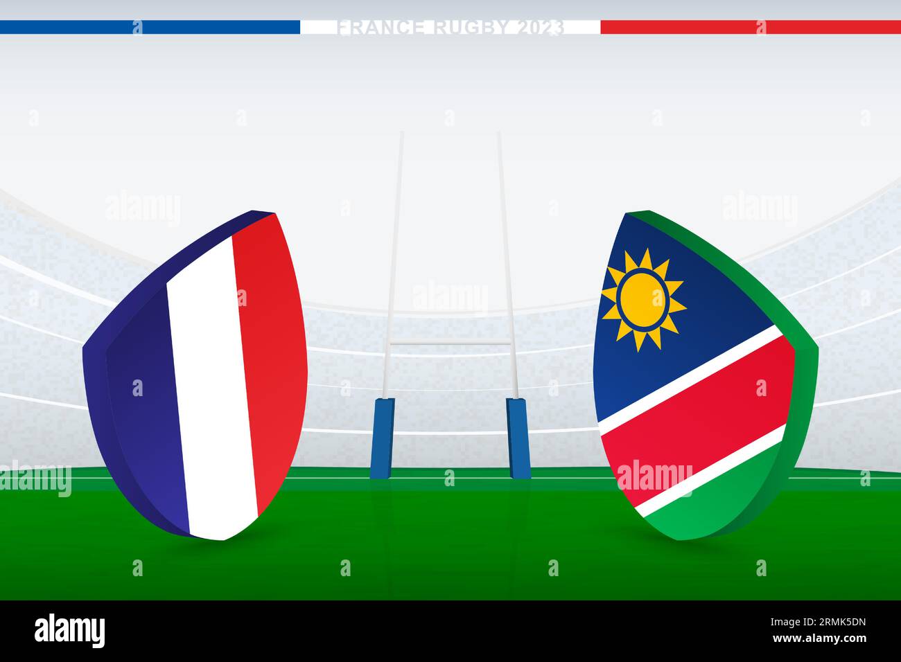 Match between France and Namibia, illustration of rugby flag icon on ...