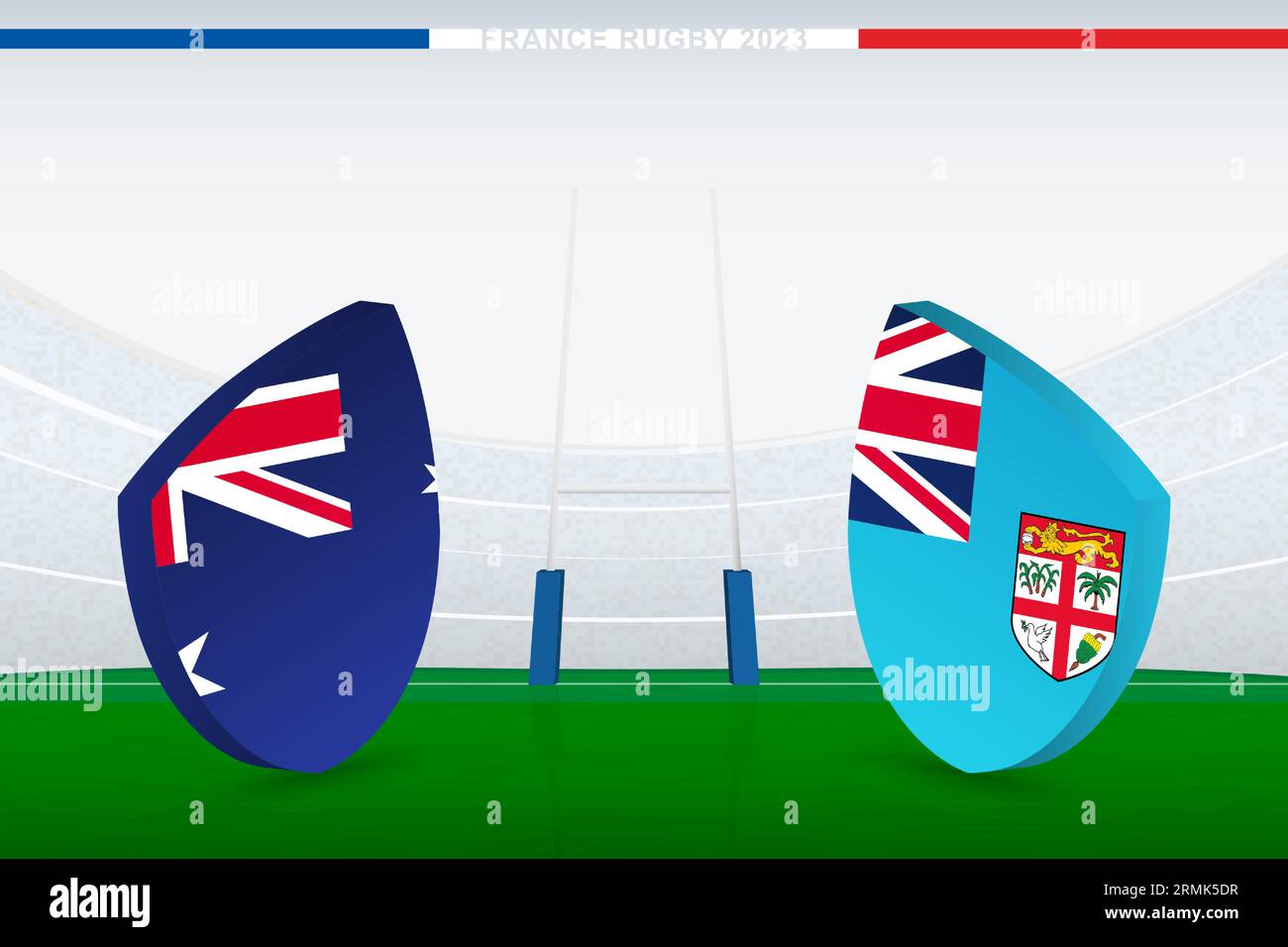 Match between Australia and Fiji, illustration of rugby flag icon on ...