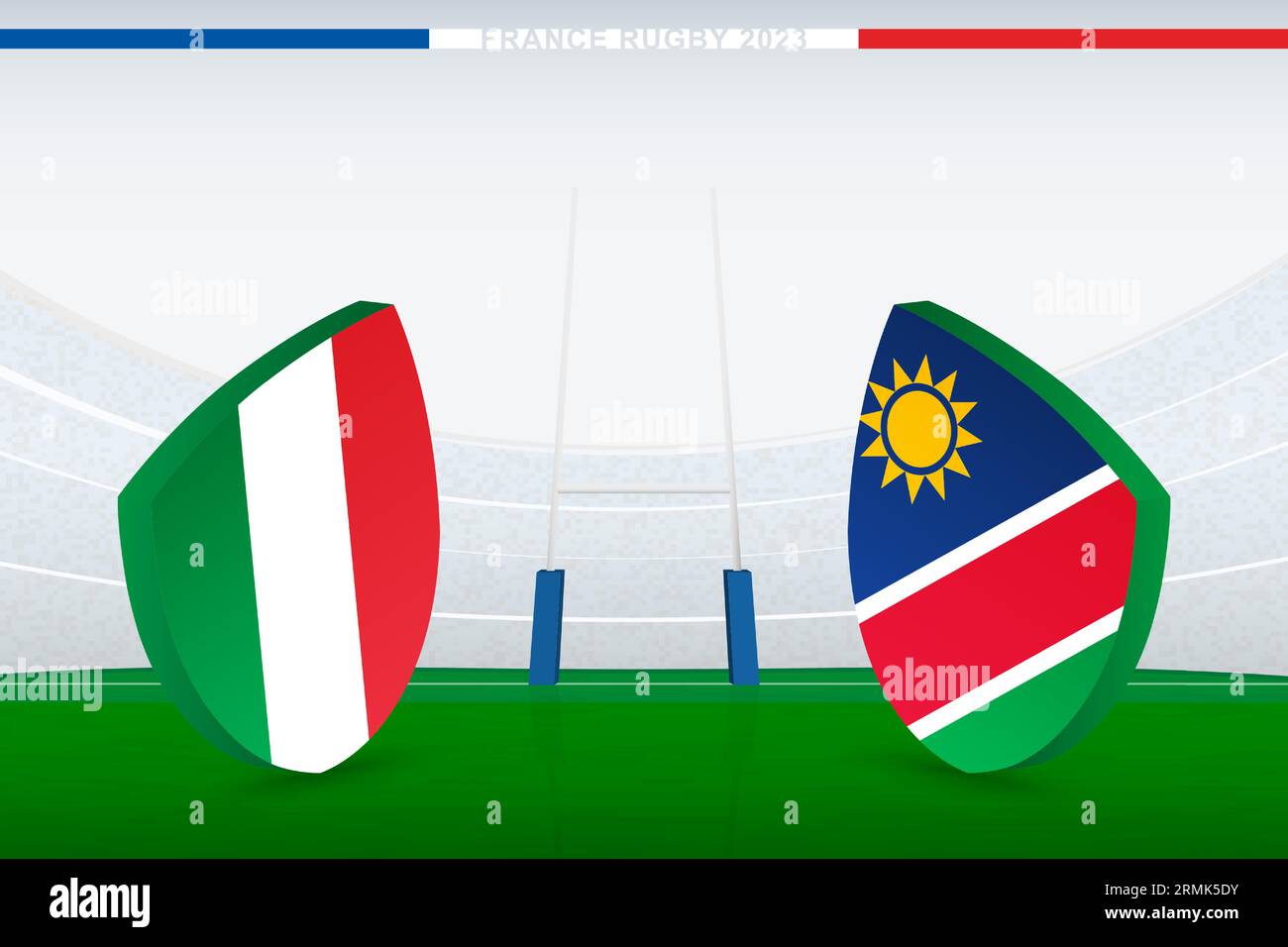 Match between Italy and Namibia, illustration of rugby flag icon on ...