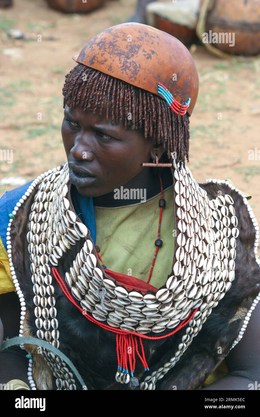 Ethiopia. Omo Valley, Bana Tribe women in shells and leather at the ...