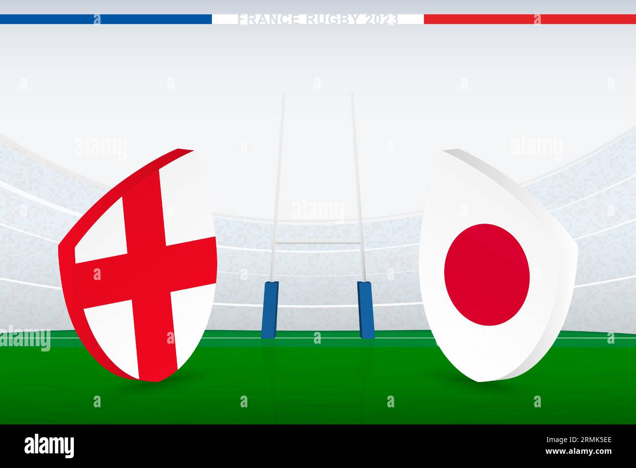 Match between England and Japan, illustration of rugby flag icon on ...