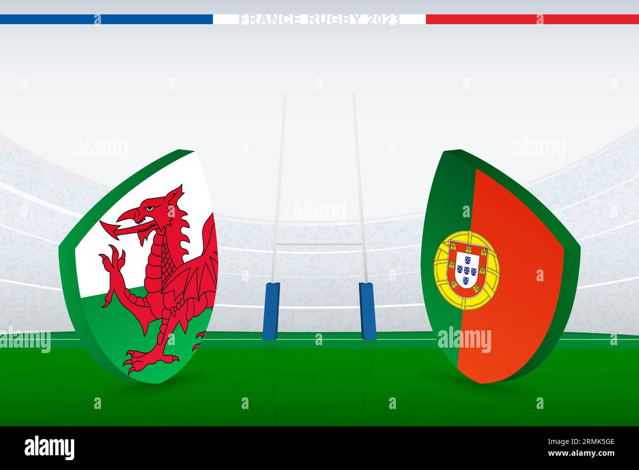 Match between Wales and Portugal, illustration of rugby flag icon on ...