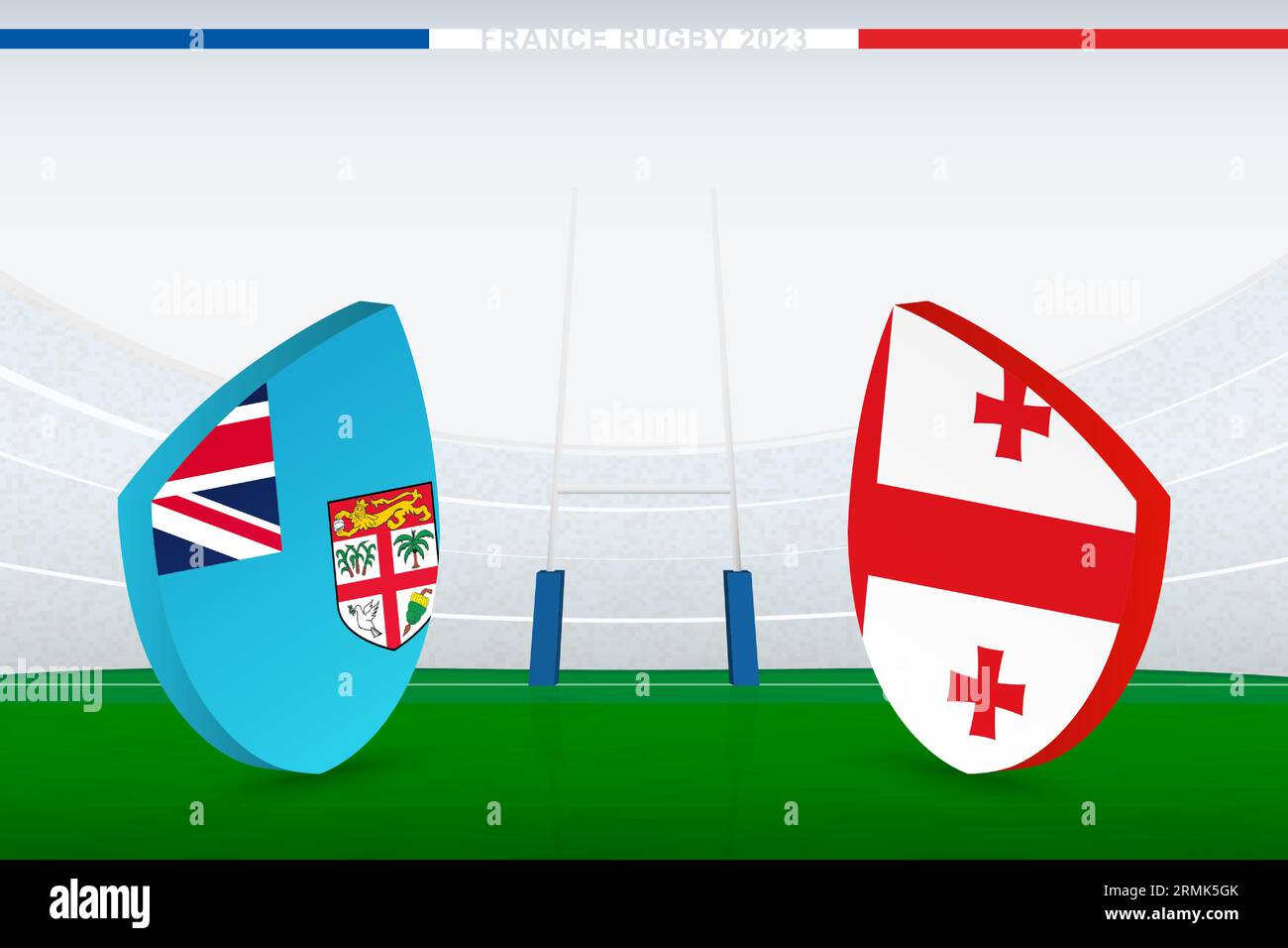 Match between Fiji and Georgia, illustration of rugby flag icon on ...