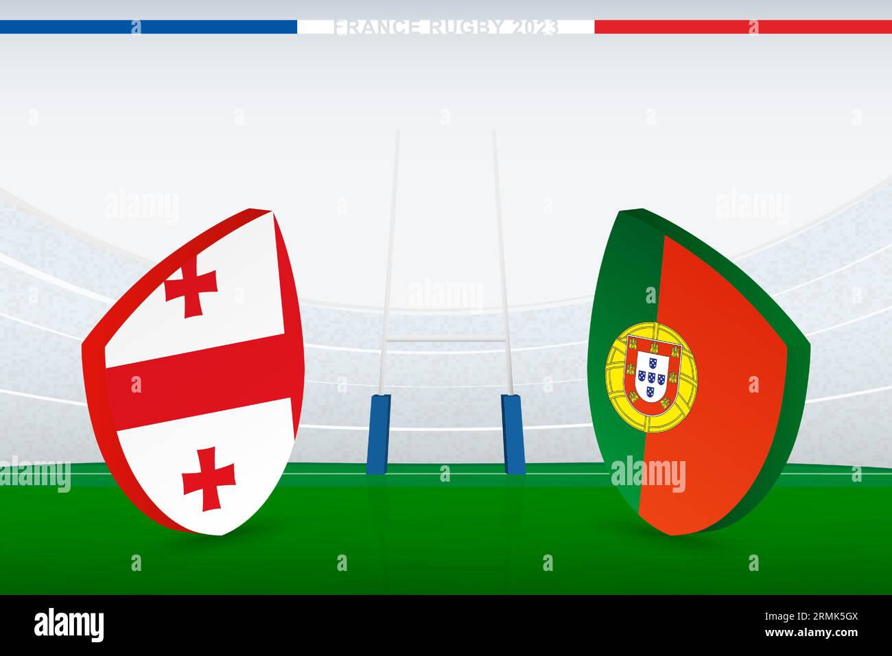 Match between Georgia and Portugal, illustration of rugby flag icon on ...