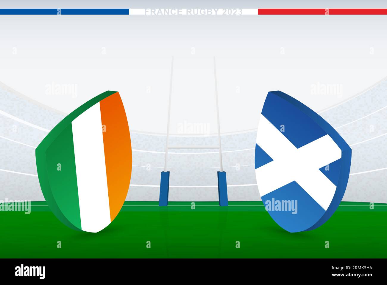 Match between Ireland and Scotland, illustration of rugby flag icon on ...