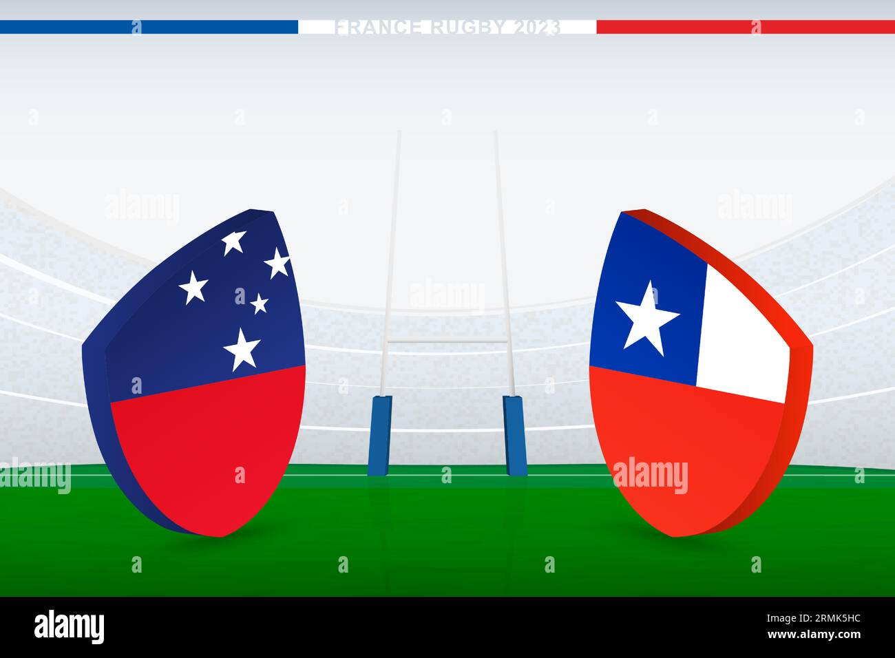 Match between Samoa and Chile, illustration of rugby flag icon on rugby ...