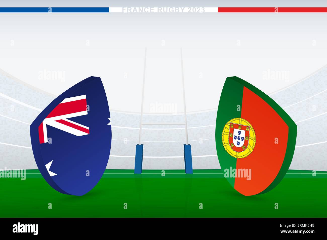 Match between Australia and Portugal, illustration of rugby flag icon ...