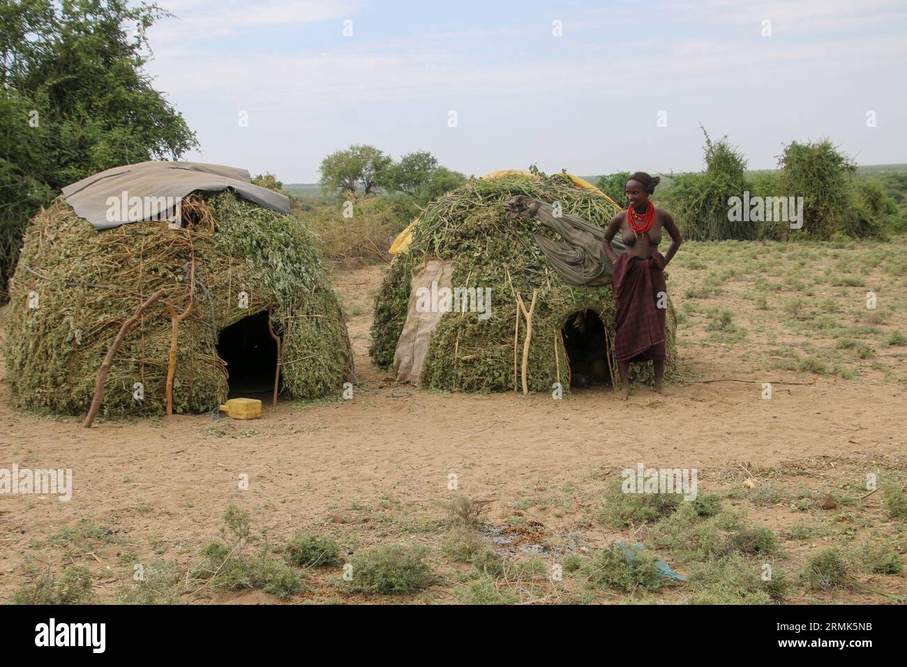 straw Huts at the Daasanach tribe village, Omo Valley, Ethiopia, Africa ...