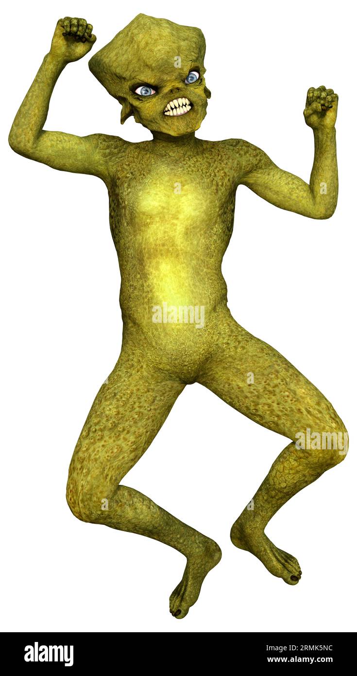 3D rendering of a green alien isolated on white background Stock Photo ...