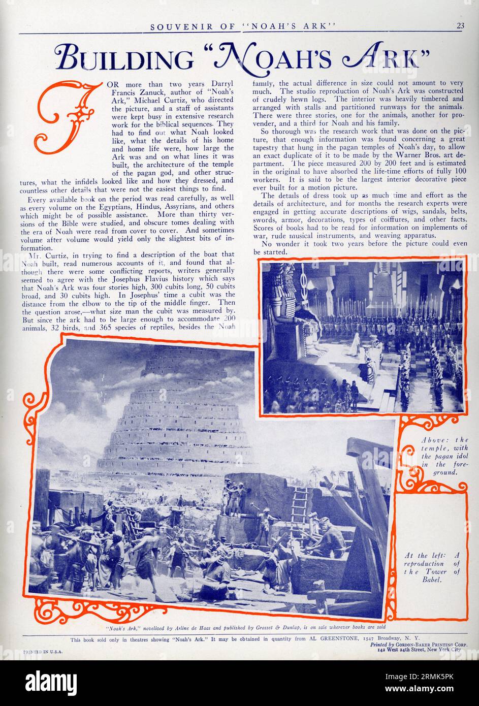 Spectacular Biblical Sets for DOLORES COSTELLO and GEORGE O'BRIEN in ...