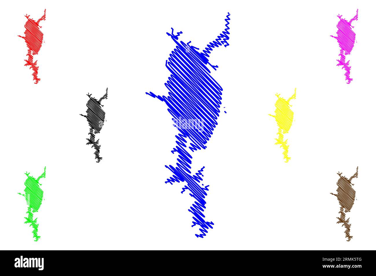 Lake Kainji reservoir (Africa, Federal Republic of Nigeria) map vector ...