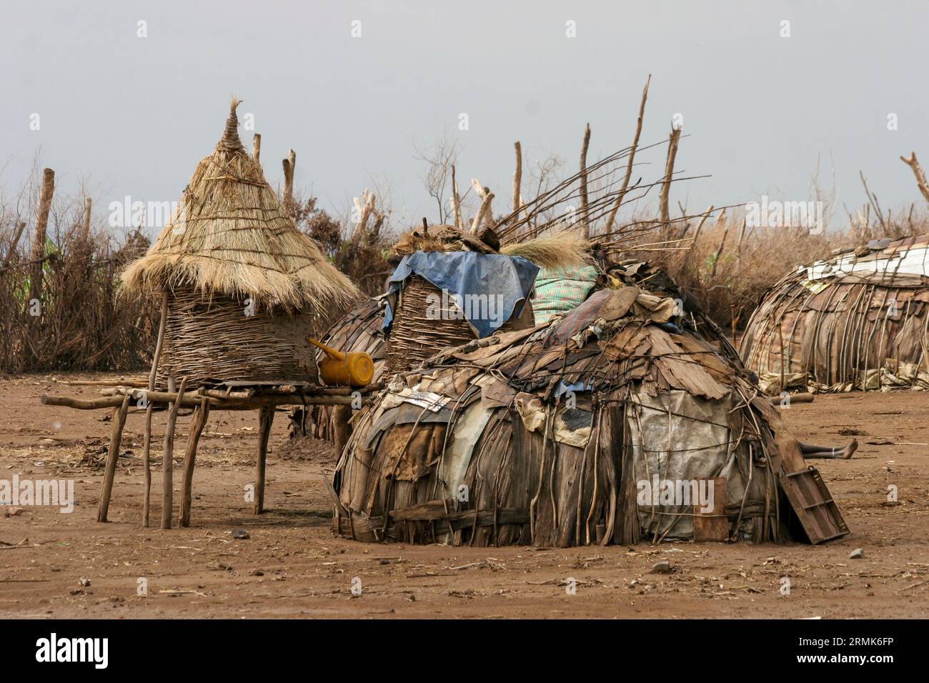 straw Huts at the Daasanach tribe village, Omo Valley, Ethiopia, Africa ...