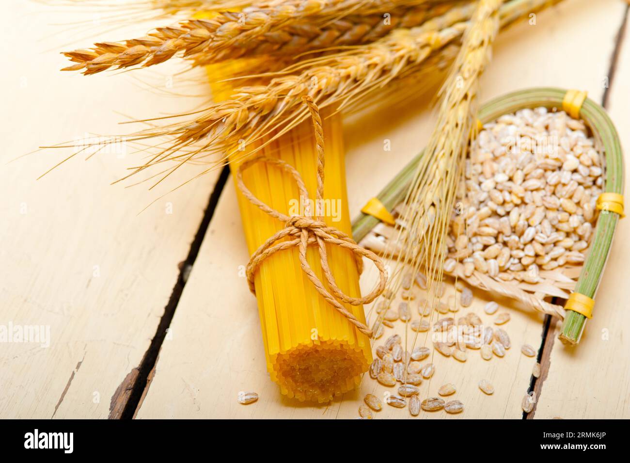 Organic Raw italian pasta and durum wheat grains crop Stock Photo - Alamy