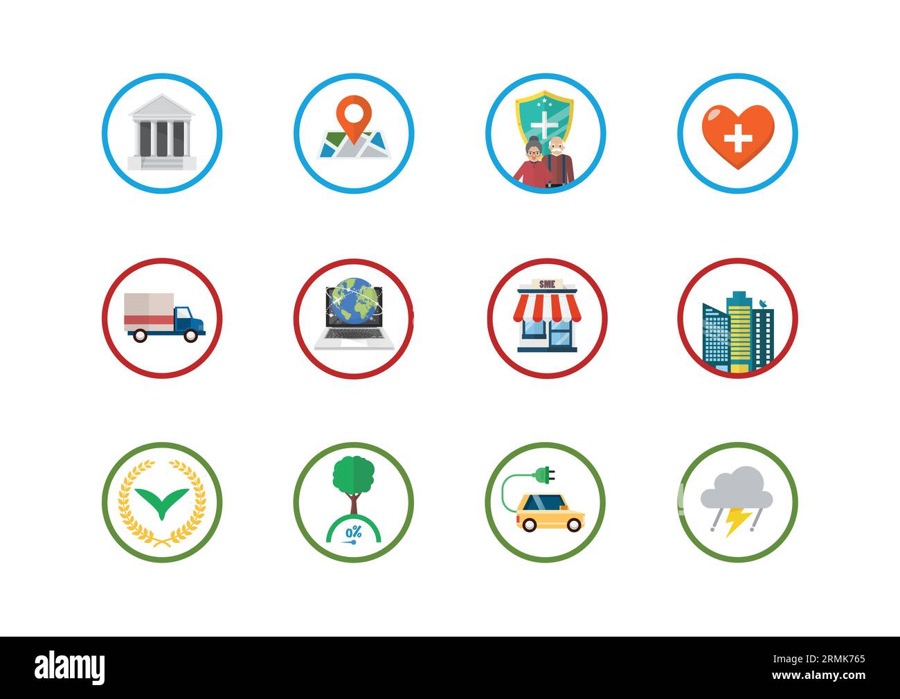 Business Flat Circle Icons Set Collection. Vector Illustration Stock ...