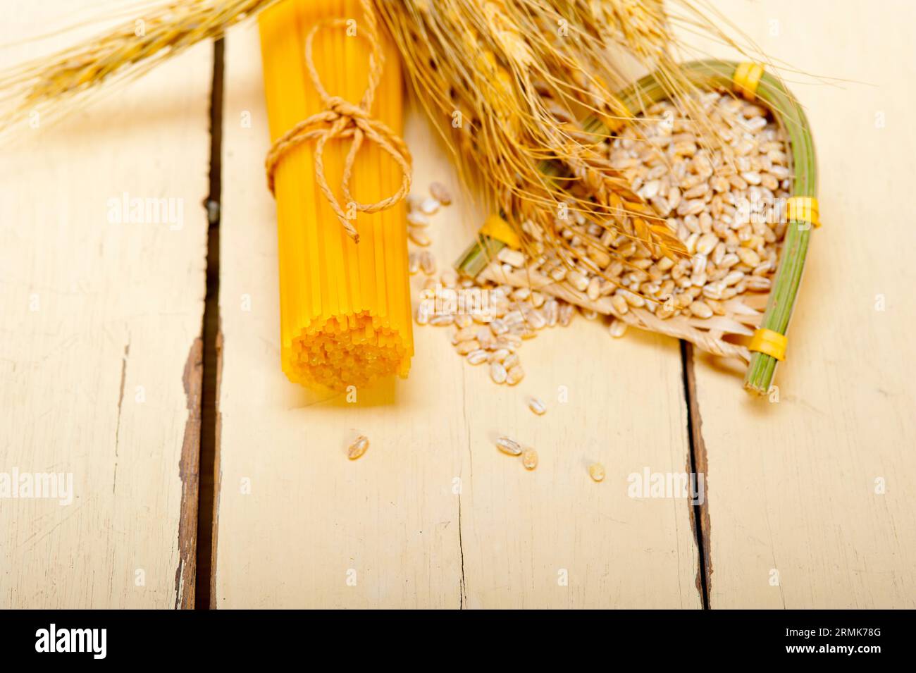 Organic Raw italian pasta and durum wheat grains crop Stock Photo - Alamy