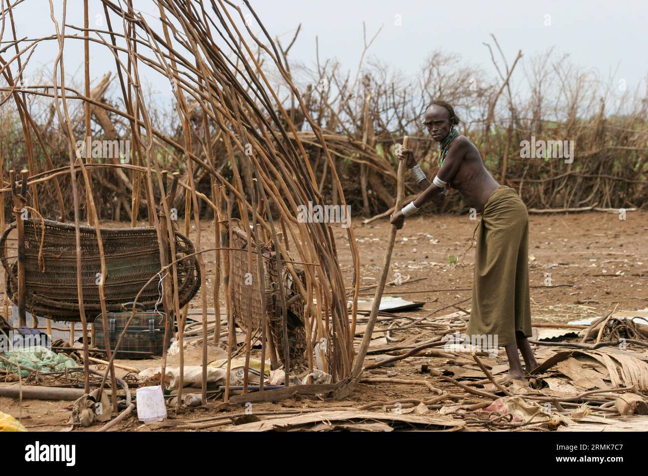 straw Huts at the Daasanach tribe village, Omo Valley, Ethiopia, Africa ...