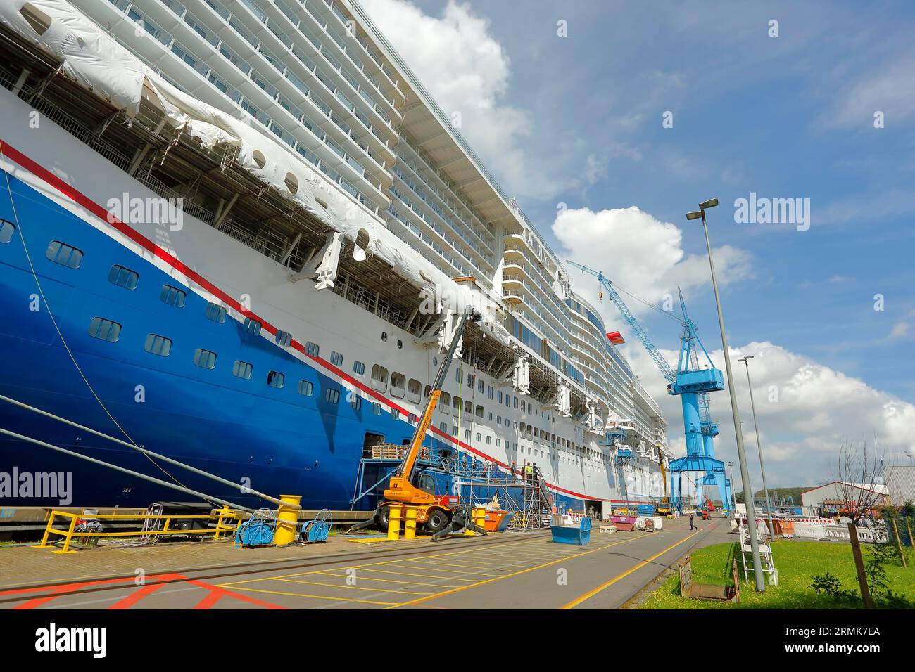 Cruise ship Carnival Jubilee in front of the building dock of Meyer Werft, new building ...