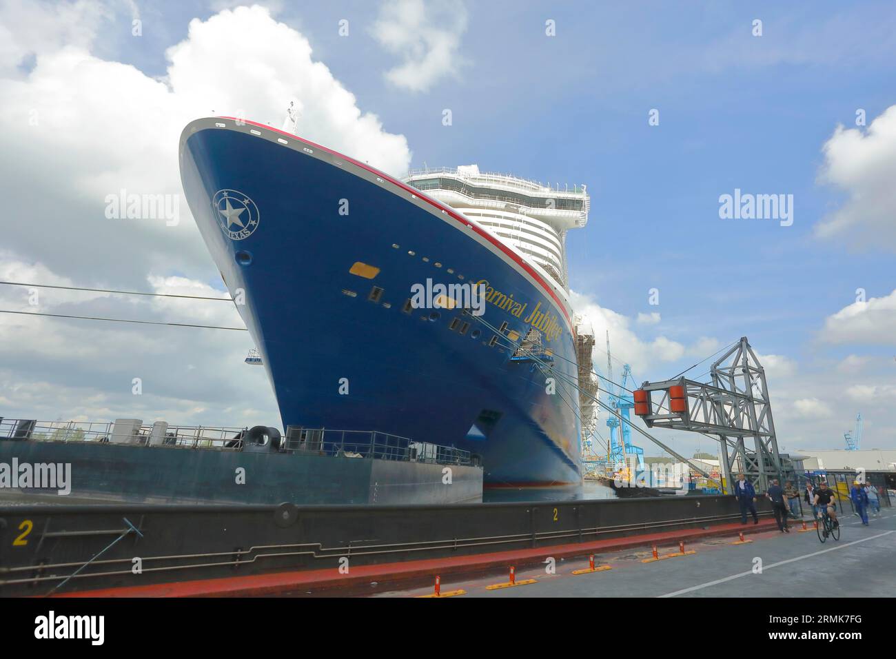 Cruise ship Carnival Jubilee in front of the building dock of Meyer Werft, new building ...