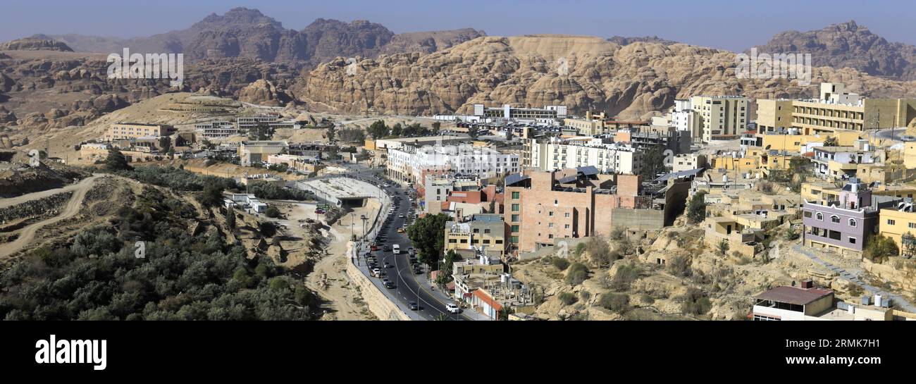 View of Housing and streets in Wadi Musa town, Jordan, Middle East ...