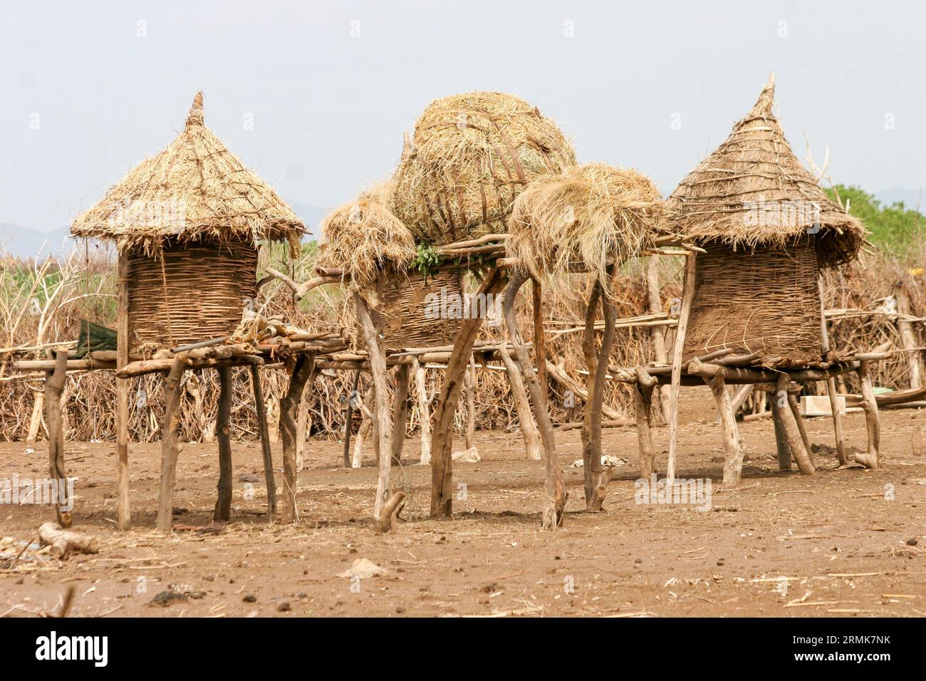 straw Huts at the Daasanach tribe village, Omo Valley, Ethiopia, Africa ...