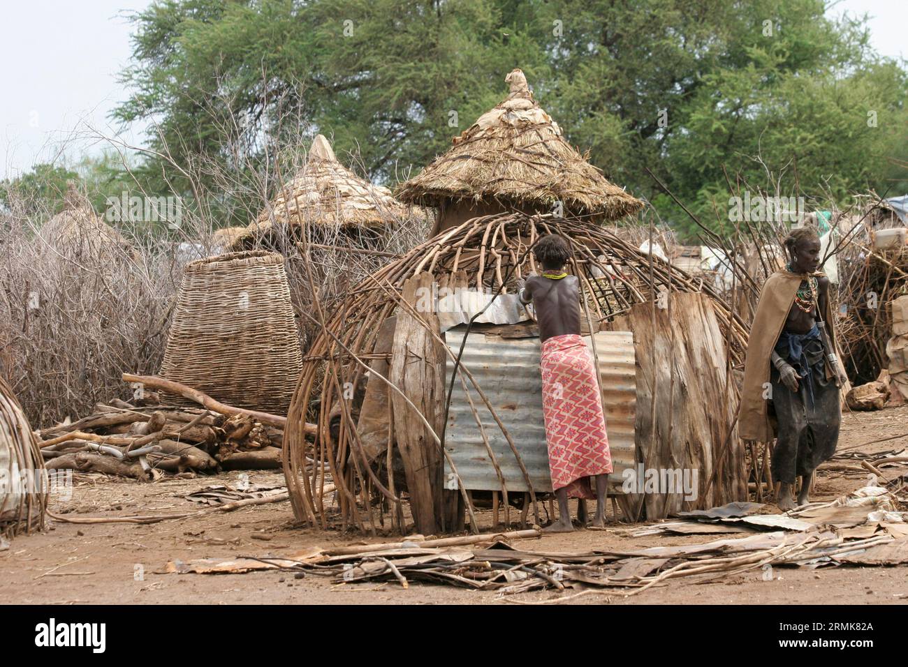 straw Huts at the Daasanach tribe village, Omo Valley, Ethiopia, Africa ...