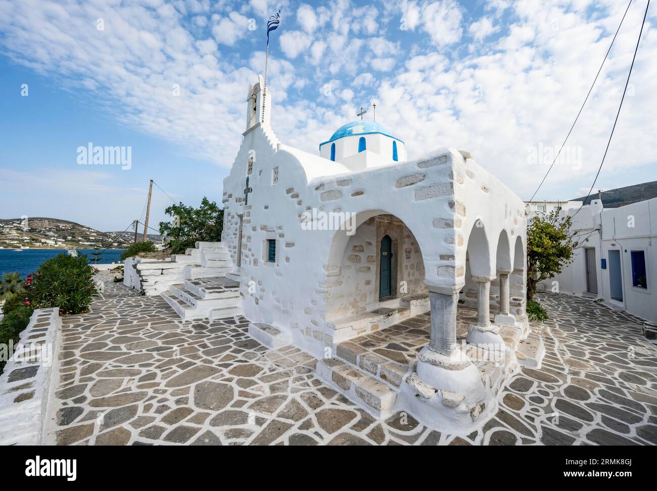 White Greek Orthodox Church Holy Church of Agios Konstantinos with ...