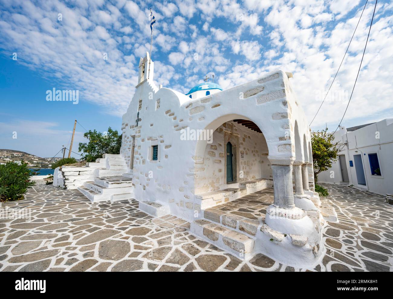 White Greek Orthodox Church Holy Church of Agios Konstantinos with ...