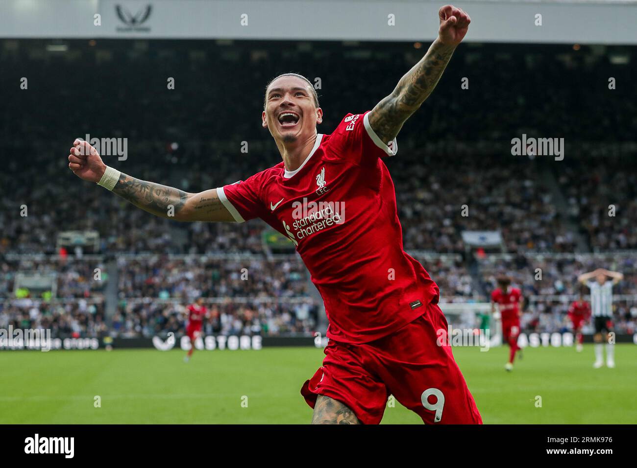 Darwin Nunez of Liverpool celebrates after scoring the winning goal ...