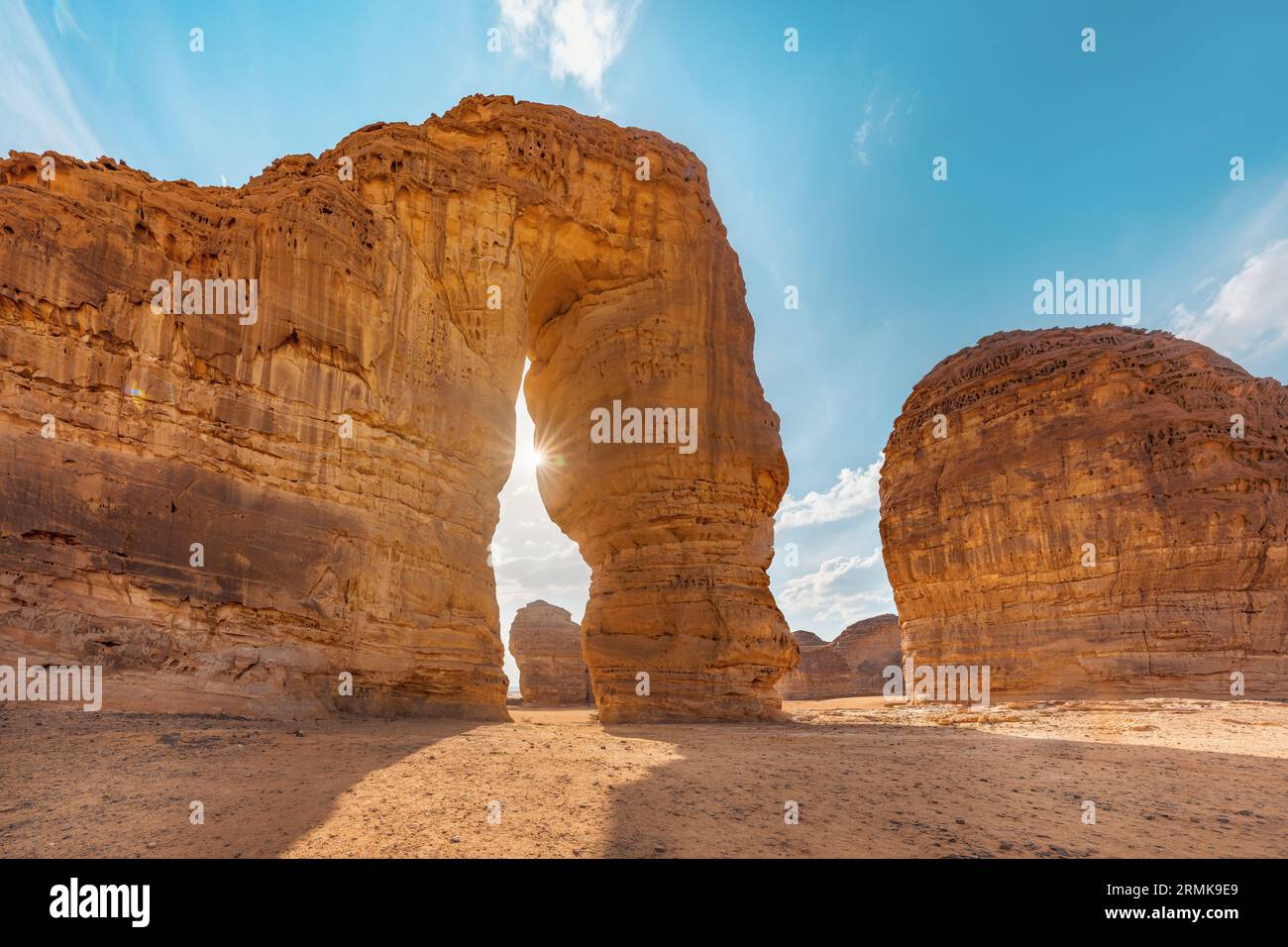 Jabal AlFil - Elephant Rock in Al Ula desert landscape, bright sun ...