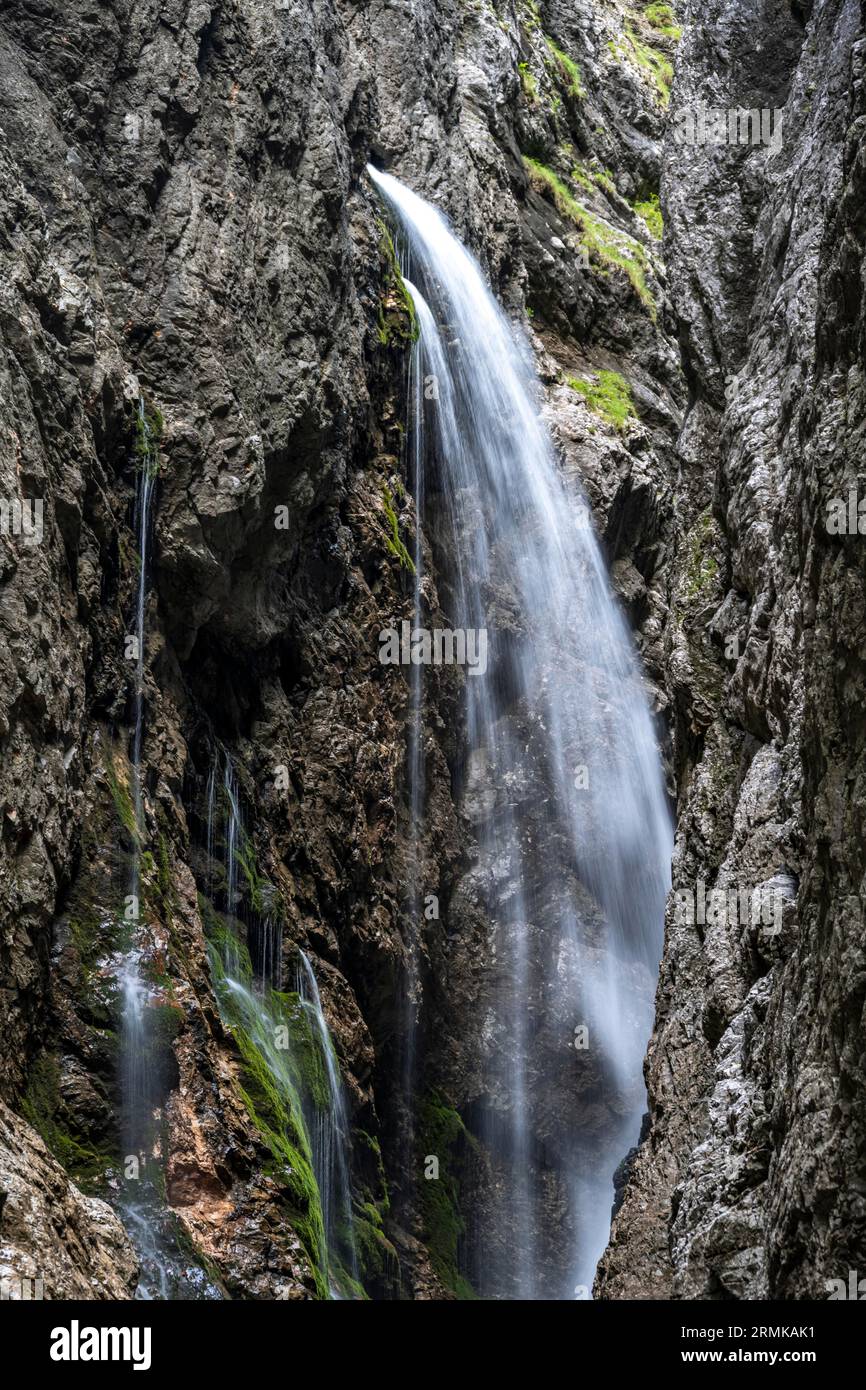 Waterfall, Hammersbach flows through Hoellentalklamm, near Garmisch ...